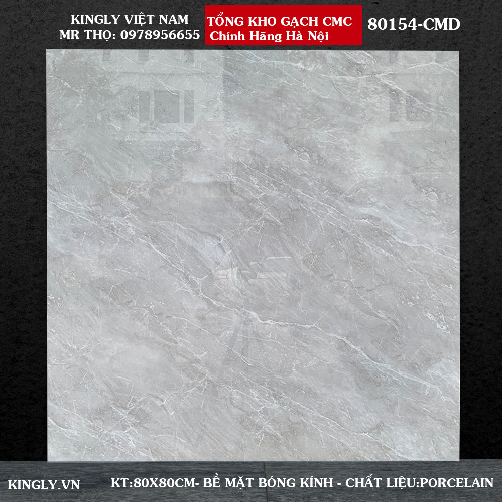 Gạch lát nền Vân Mây ghi sáng CMC 80X80 80119 Loại 1