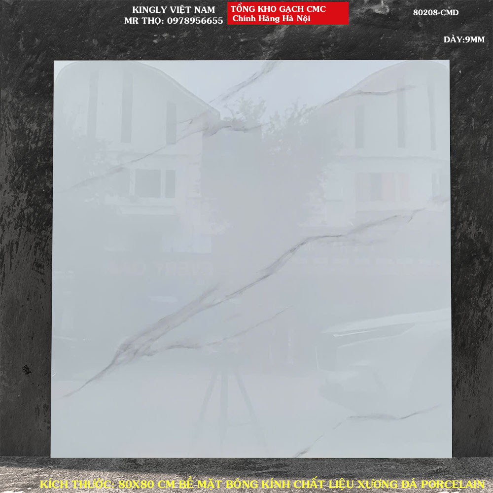 Gạch lát nền Vân Mây ghi sáng CMC 80X80 80119 Loại 1