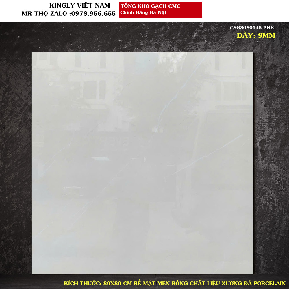 Gạch lát nền Vân Mây ghi sáng CMC 80X80 80119 Loại 1